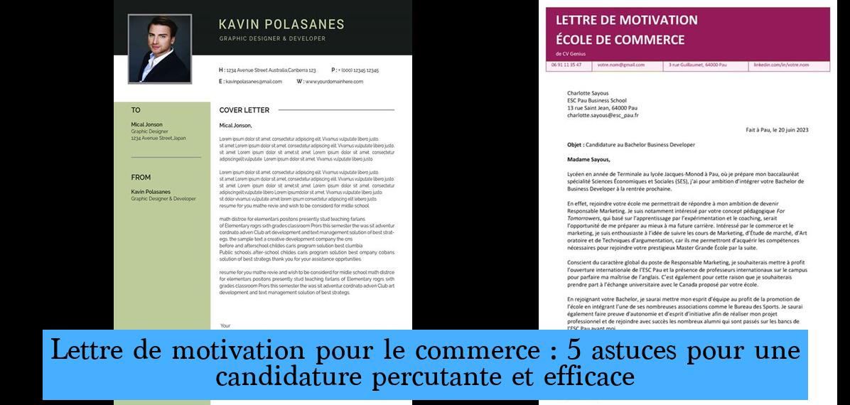Exemple Lettre De Motivation Pour Un Stage En Commerce Guide Pratique ...