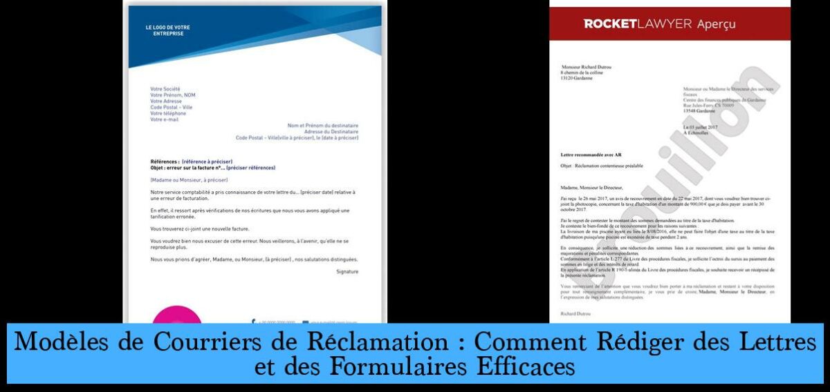 Modèles de Courriers de Réclamation : Comment Rédiger des Lettres et ...
