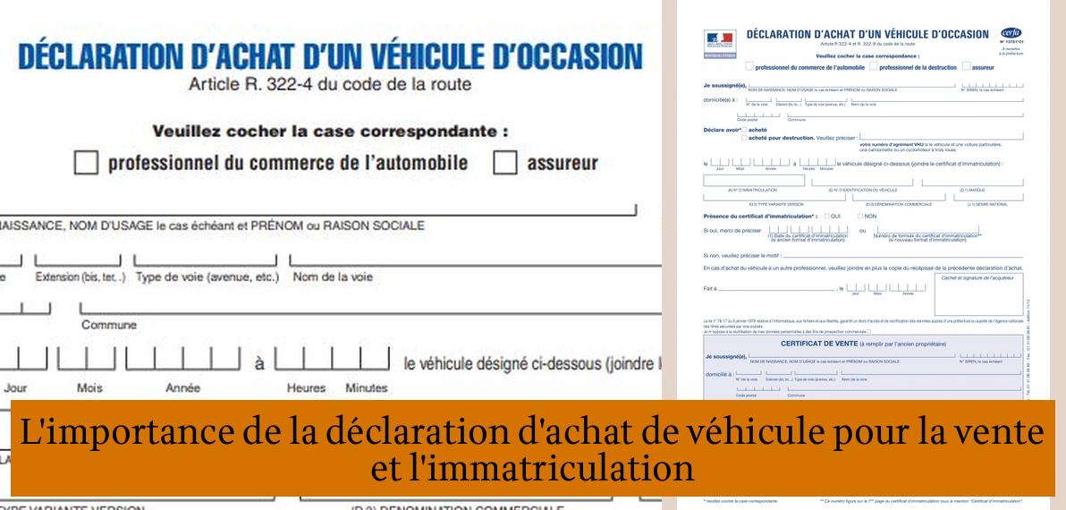 L'importance de la déclaration d'achat de véhicule pour la vente et l'immatriculation | Etude ...