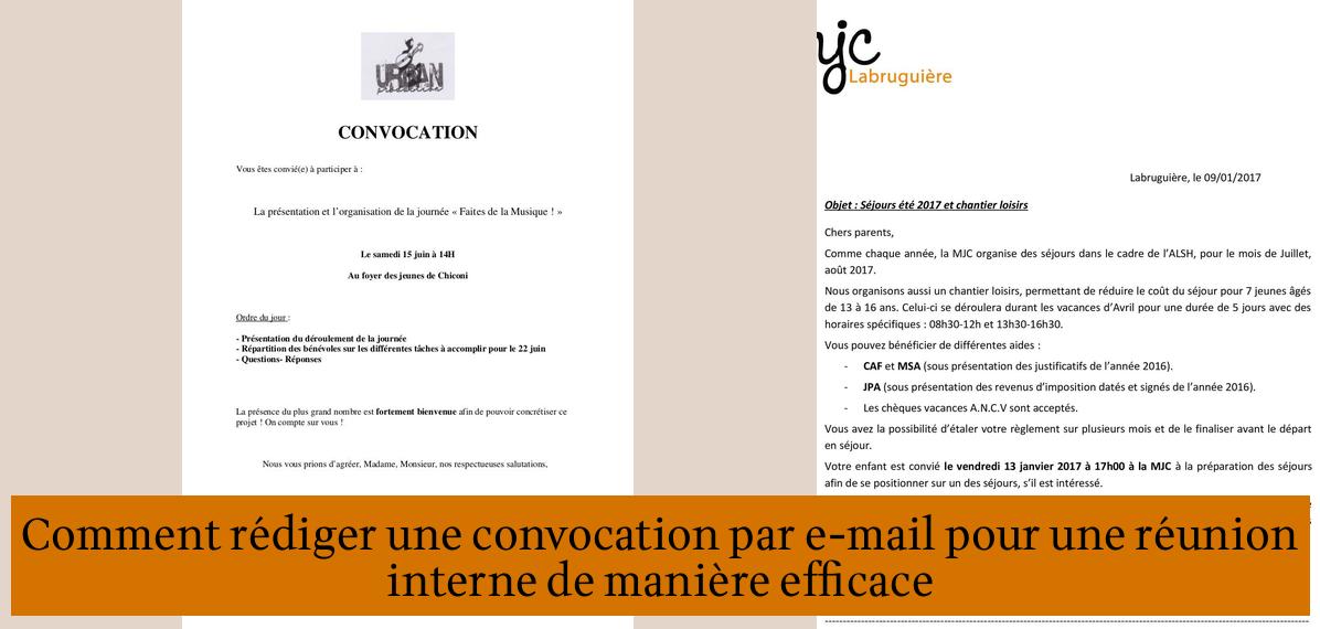 Comment rédiger une convocation par e-mail pour une réunion interne de ...