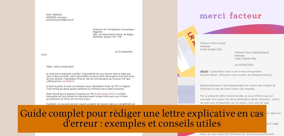 Guide complet pour rédiger une lettre explicative en cas d'erreur ...