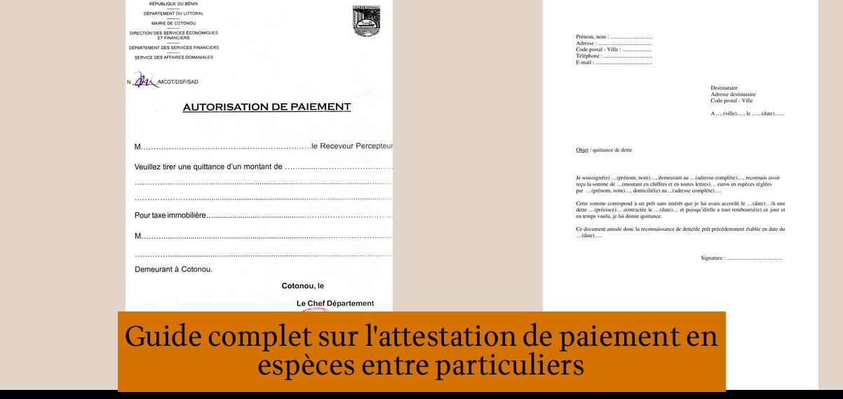 Attestation De Paiement En Espece